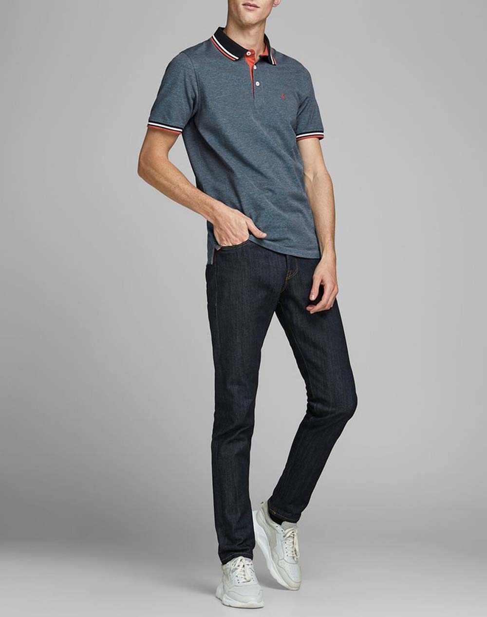 JACK&JONES ΜΠΛΟΥΖΑ ΑΝΤΡΙΚΗ JJEPAULOS POLO SS NOOS - DenimBlue ...