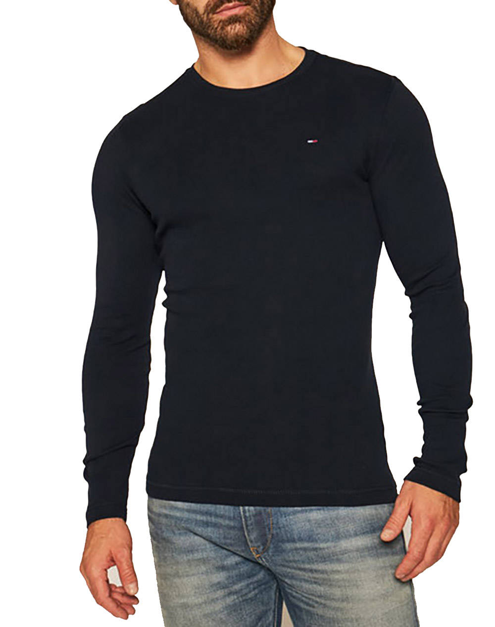 TOMMY JEANS ΜΠΛΟΥΖΑ ΑΝΤΡΙΚΗ TJM ORIGINAL RIB LONGSLEEVE TEE - Black | Politikos-shop.gr