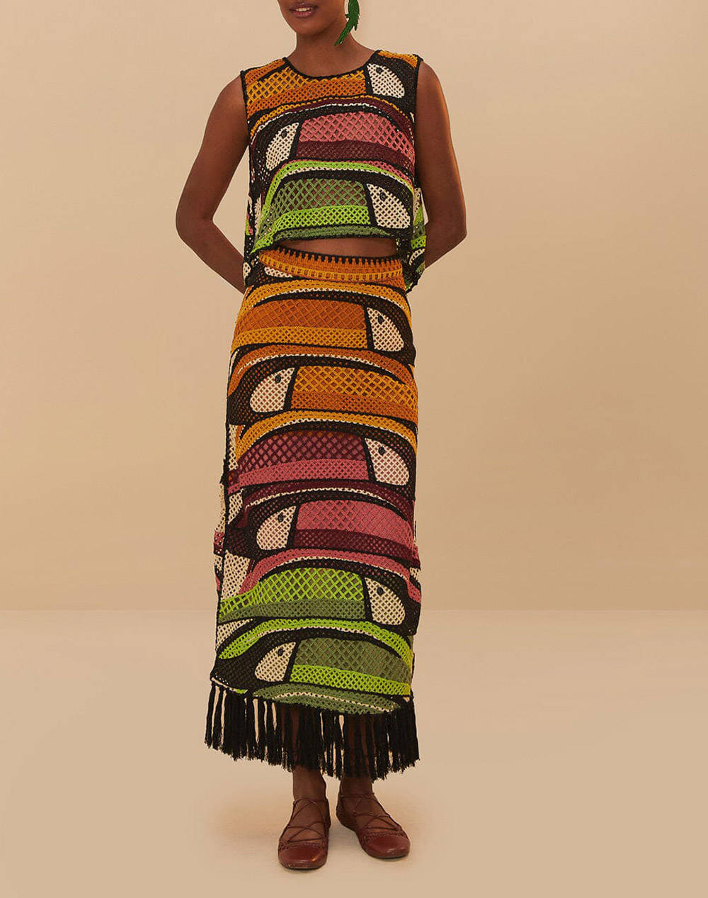 FARM RIO TOUCAN TREE CROCHET TOP - Mixed | Politikos-shop.gr