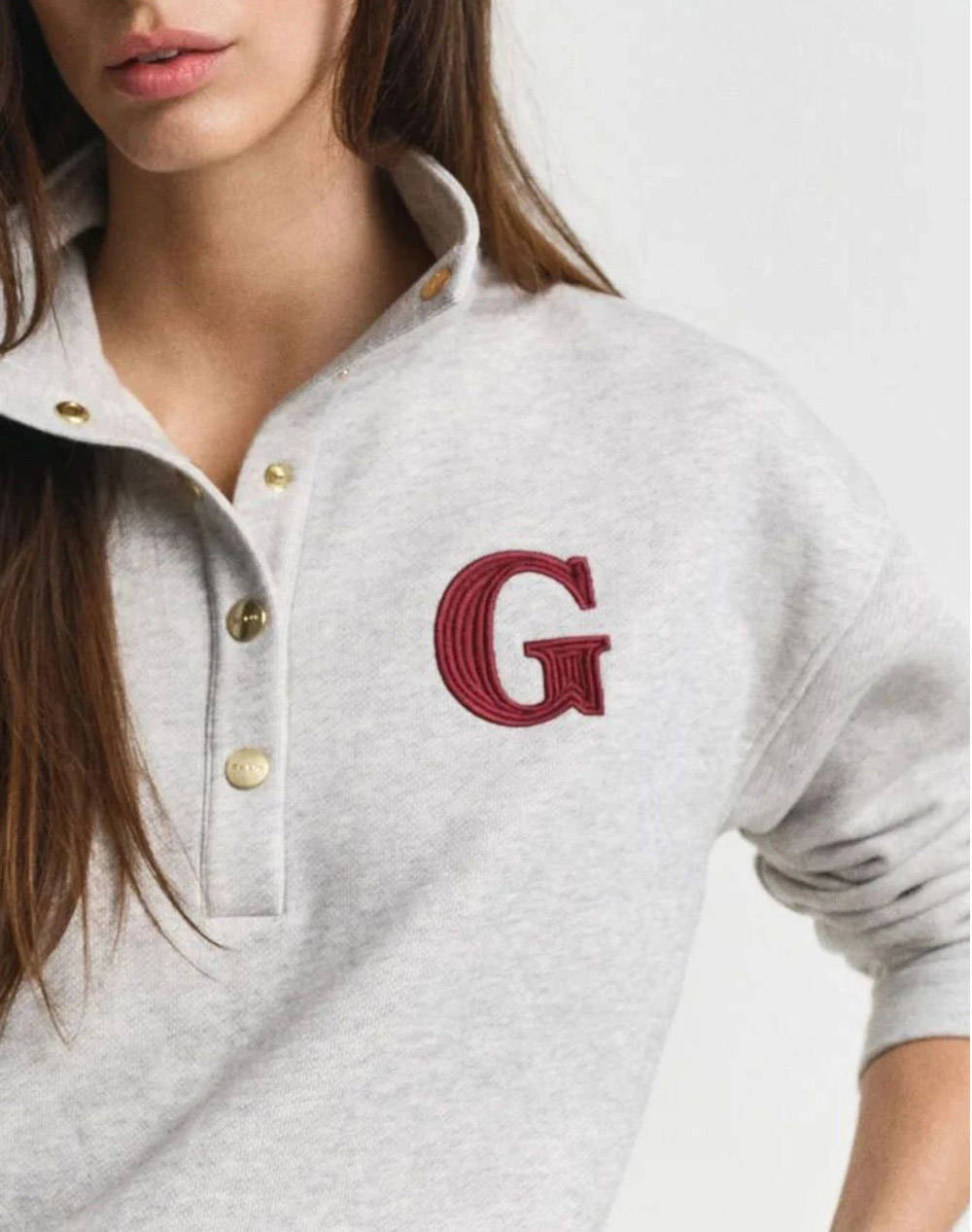 GANT ΦΟΥΤΕΡ ΜΜ G BADGE HALF BUTTON UP SWEAT - LightGray | Politikos-shop.gr